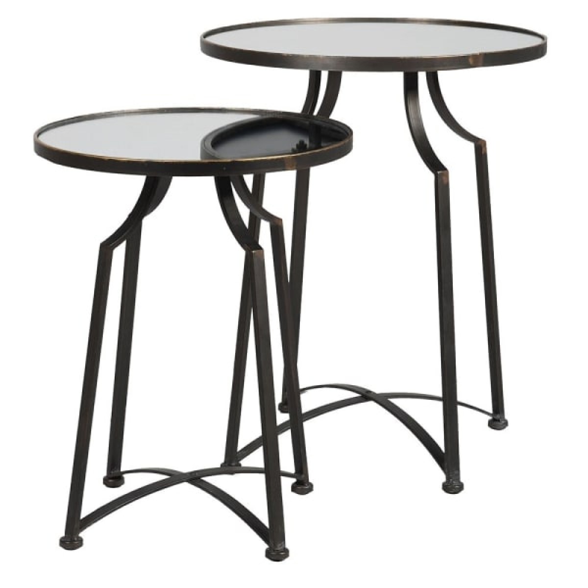 MFA079 S/2 MIRROR TOP TABLES - Manse Interiors
